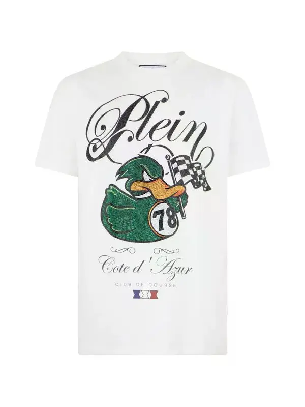 Philipp Plein Jersey T-shirt Duck Cote D'azur - White
