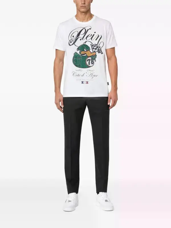 Philipp Plein Jersey T-shirt Duck Cote D'azur - White