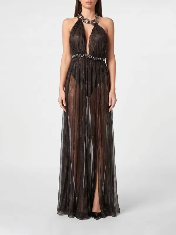 Philipp Plein Halterneck Maxi Dress - Black