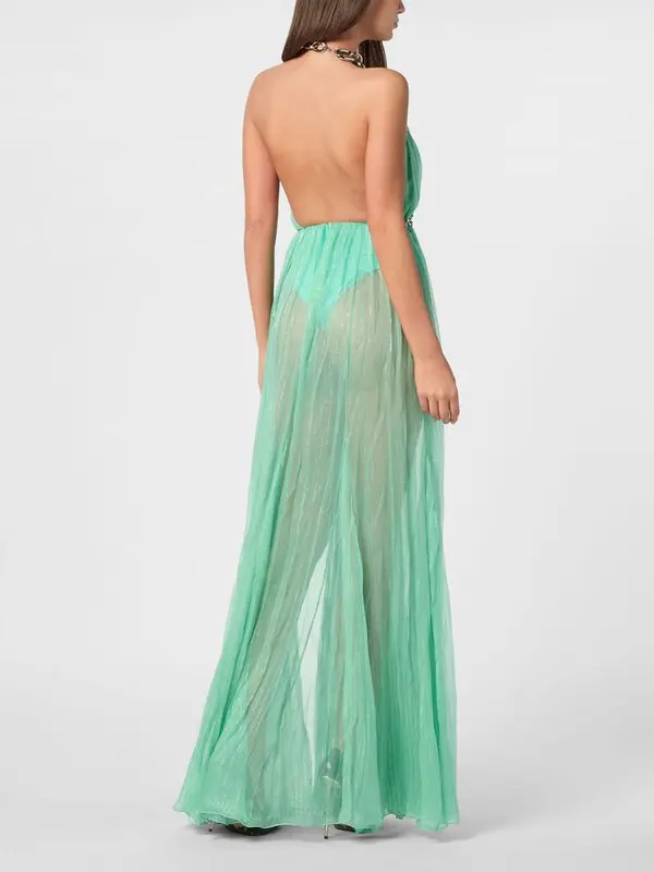 Philipp Plein Halterneck Maxi Dress - Turquoise