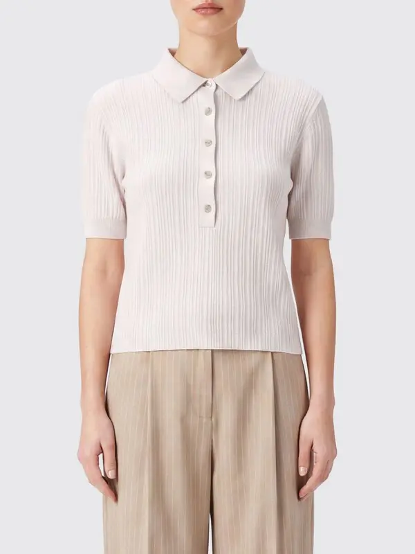 ALLUDE Ribbed Knit Polo - White