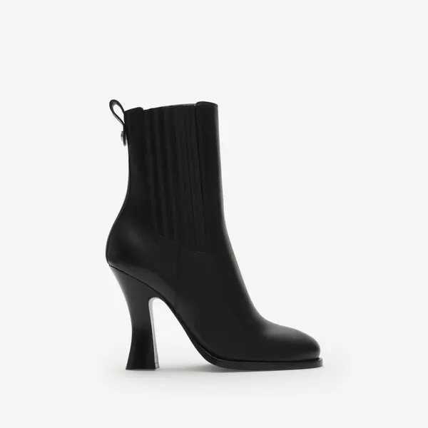 Burberry Leather Pillar Ankle Boots - Black