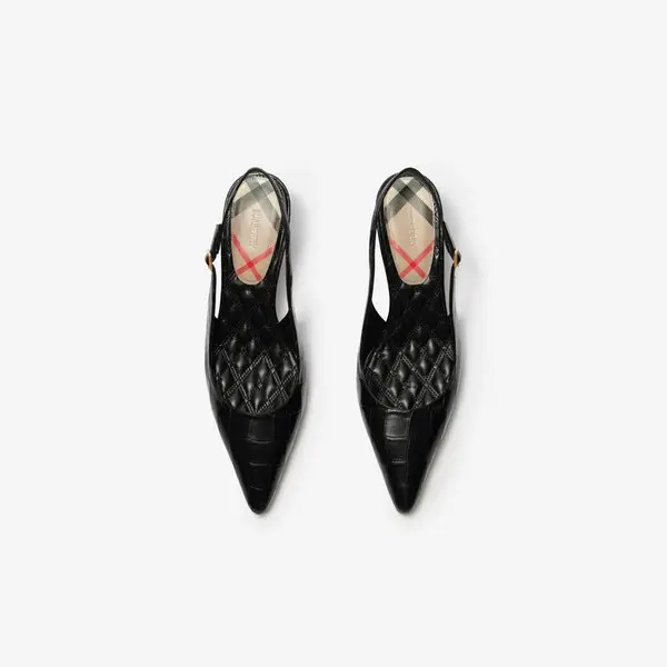 Burberry Crocodile-effect Leather Dame Slingback Pumps