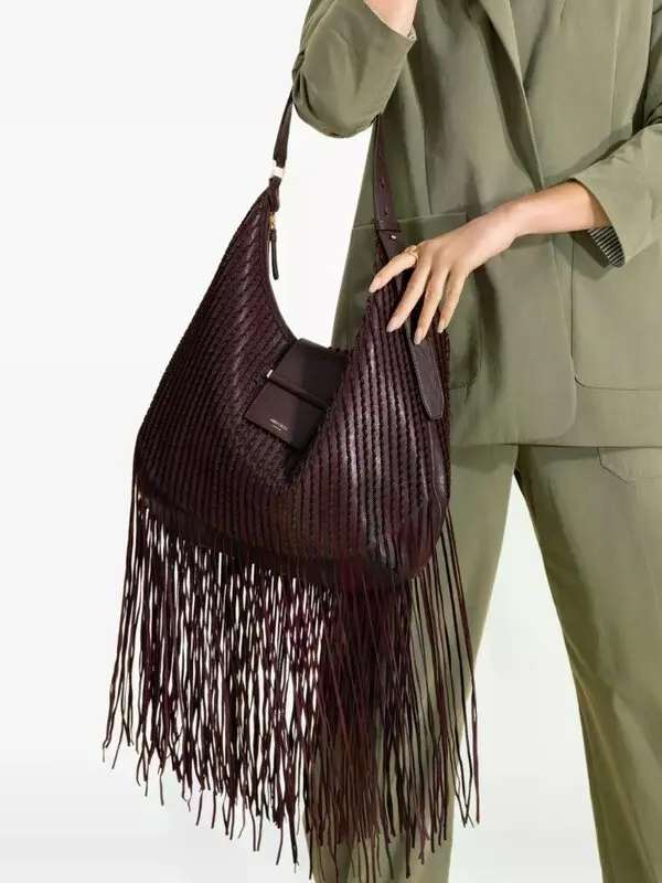 JIMMY CHOO Medium Bar Fringe-trimmed Shoulder Bag
