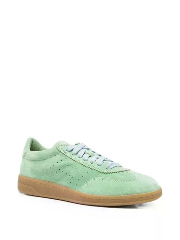 Santoni Perforated-detail Suede Sneakers