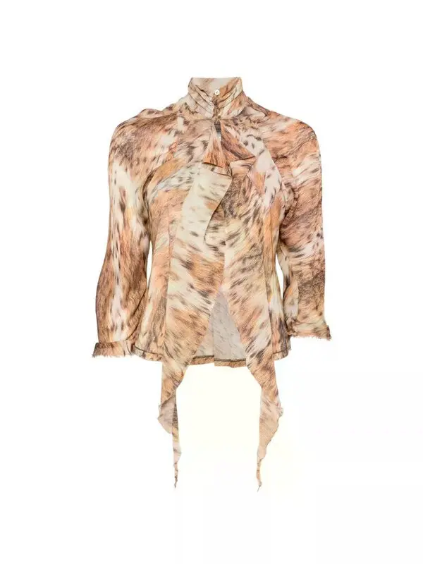 Roberto Cavalli 1990s Animal Print Silk Blouse