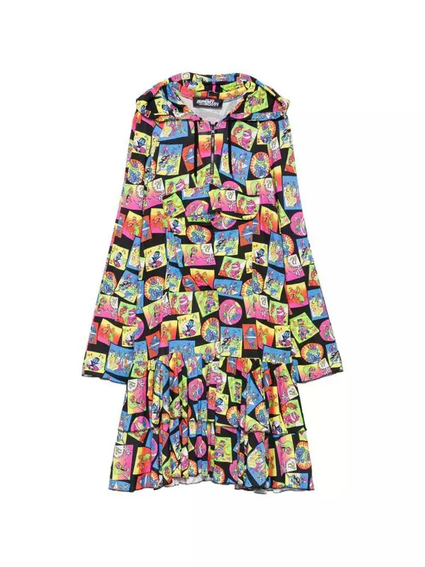 Jeremy Scott 2020 Hooded Tiered Mini Dress - Black