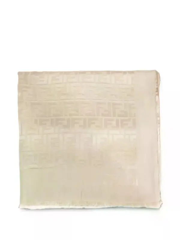 Fendi Ff Logo Jacquard Scarf - Neutrals