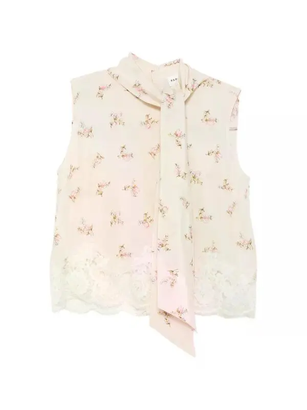 P.a.r.o.s.h Floral-print Lace-trim Blouse