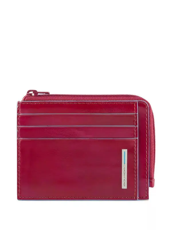 PIQUADRO Leather Card-zipped Coin Purse - Red