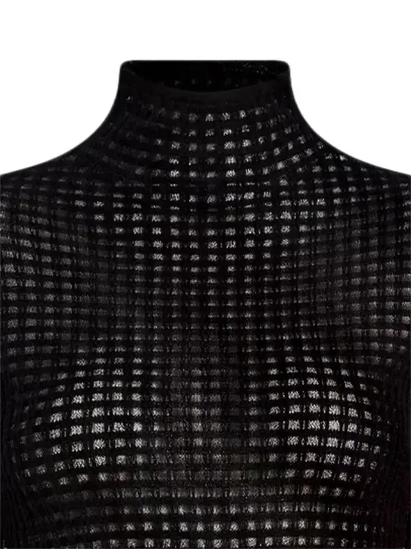 Proenza Schouler Chequered Mesh Knit High Neck Top