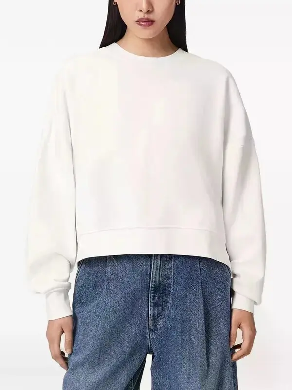 ALLSAINTS Esme Lila Oversized Sweatshirt With Crochet Heart Detail