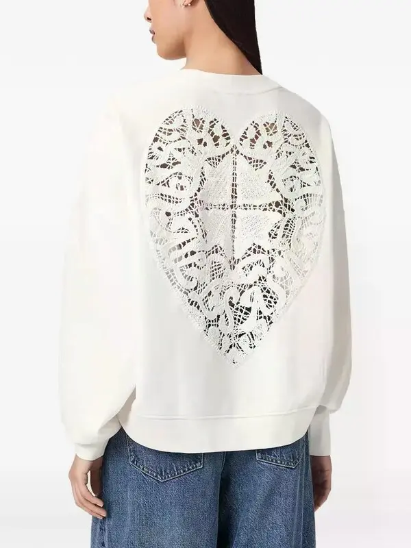 ALLSAINTS Esme Lila Oversized Sweatshirt With Crochet Heart Detail