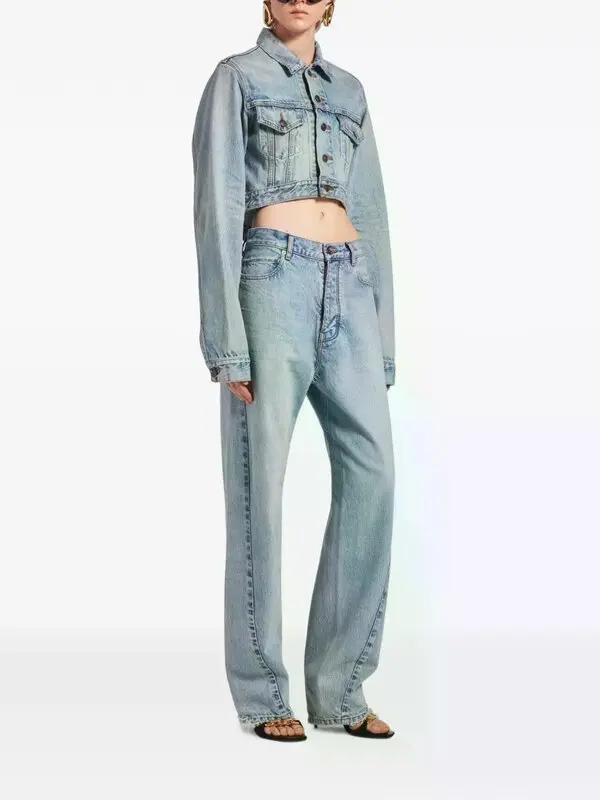 Balenciaga Cropped Distressed Denim Jacket