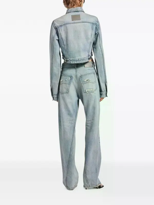 Balenciaga Cropped Distressed Denim Jacket