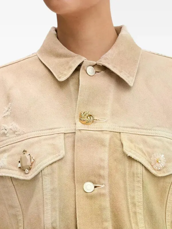 VICOLO Embellished Cropped Denim Jacket