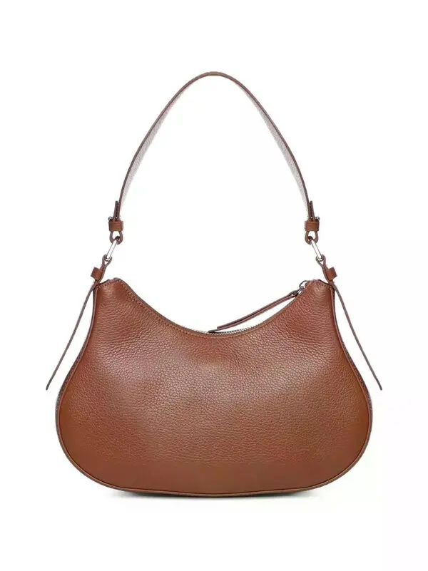COCCINELLE Grained Leather Shoulder Bag With Pocket Details - Brown