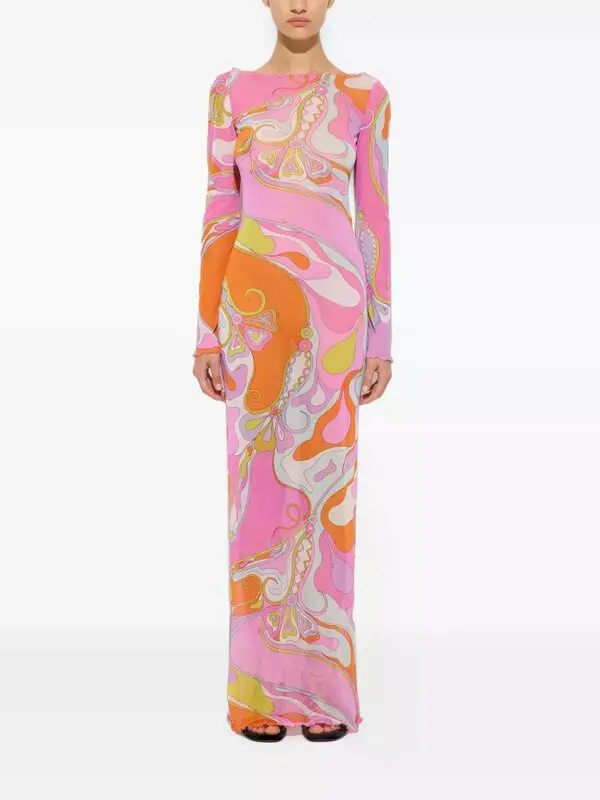 Emilio Pucci Orchidee-print Tulle Dress - Pink