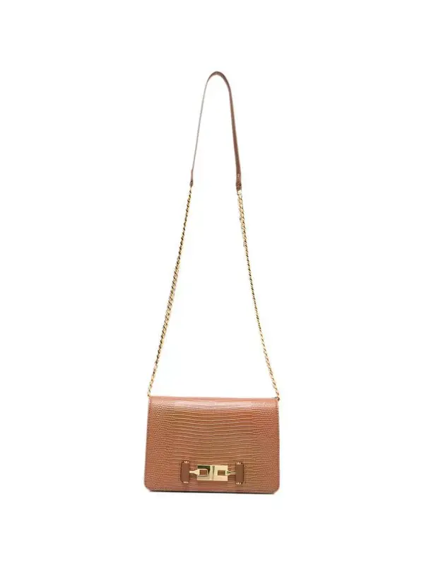 Elisabetta Franchi Small Lizard-effect Logo-plaque Clutch Bag