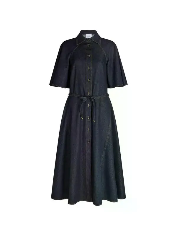 PATOU Midi Belted Button-front Dress
