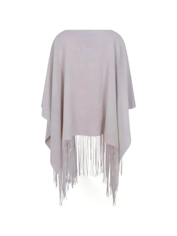 Liviana Conti Poncho Cape With Fringe Trim - Neutrals