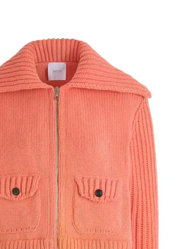 PATOU Ribbed-knit Zipped Sweater