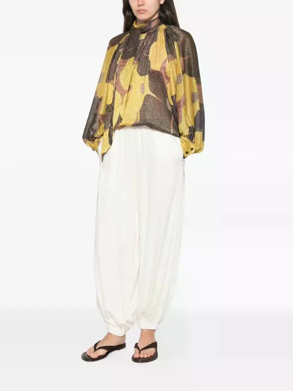 SIYU Abstract Print Metallic Blouse