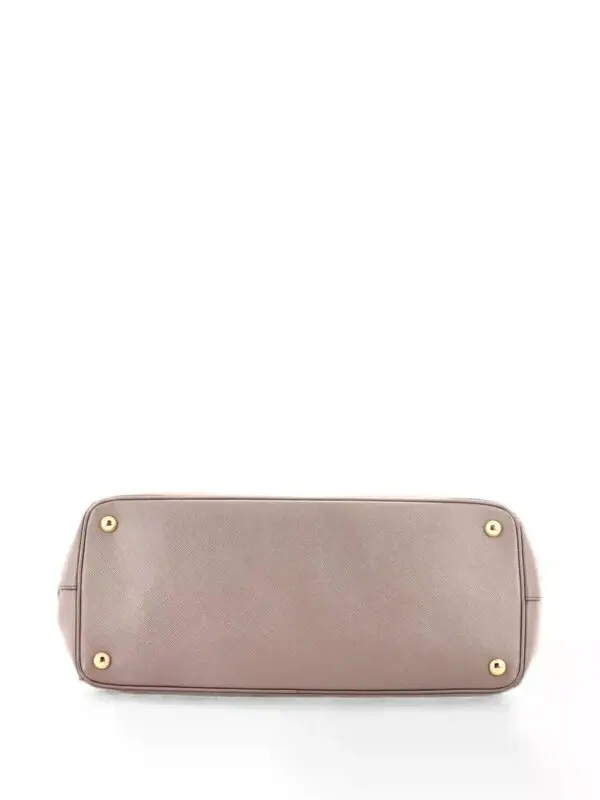 Prada Lux Saffiano Leather Double Zip Tote Bag - Neutrals