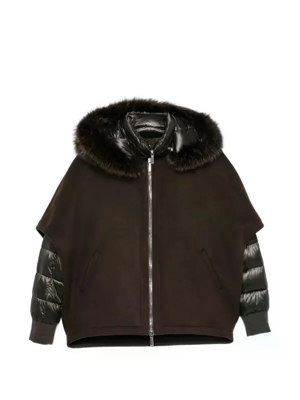 MOORER Pegaso Fur-trim Cape Jacket - Brown