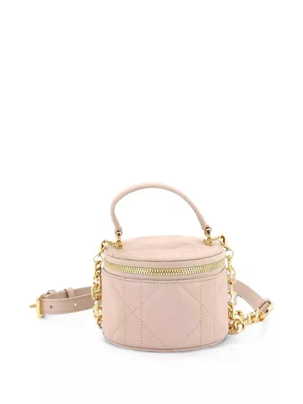 Dior Round Vanity On Chain Cannage Quilt Lambskin Mini Pouch