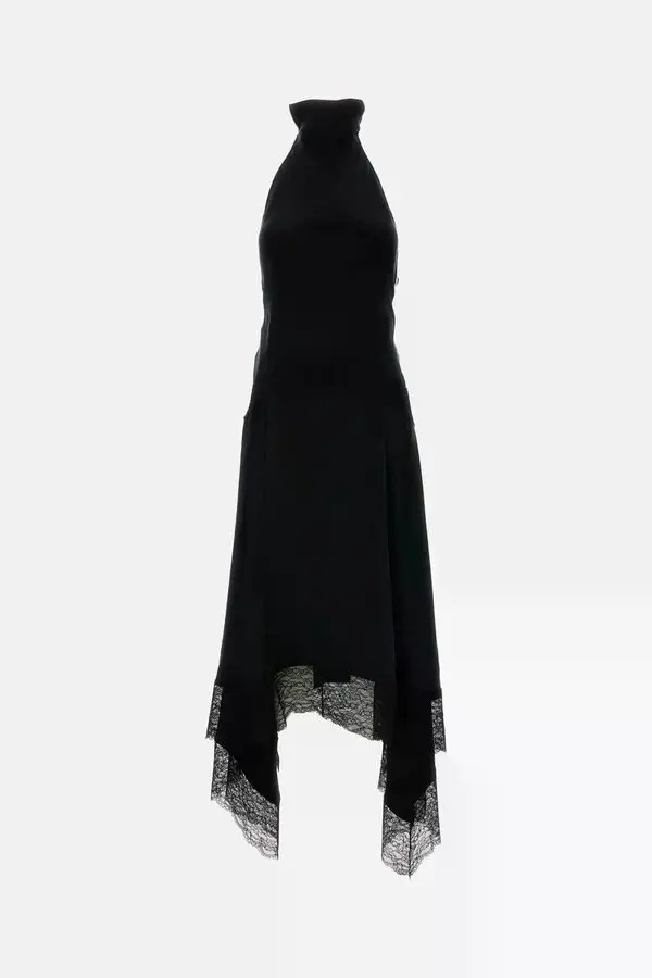 Andamane Lace-trim Halterneck Dress - Black