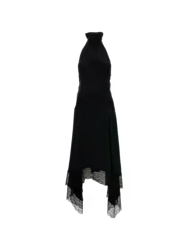 Andamane Lace-trim Halterneck Dress - Black