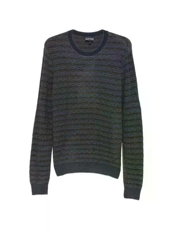 Emporio Armani Textured-knit Crew-neck Sweater - Blue