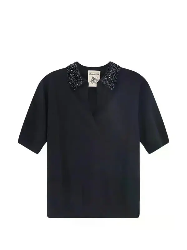 SEMICOUTURE Bead-embellished Short-sleeve Sweater