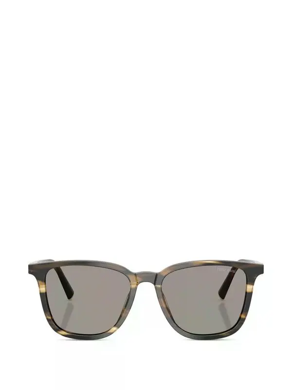 Miu Miu Striped Rectangle-frame Sunglasses