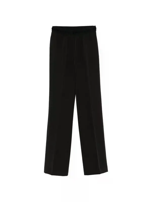ERMANNO FIRENZE Logo Waistband Straight-leg Trousers - Black