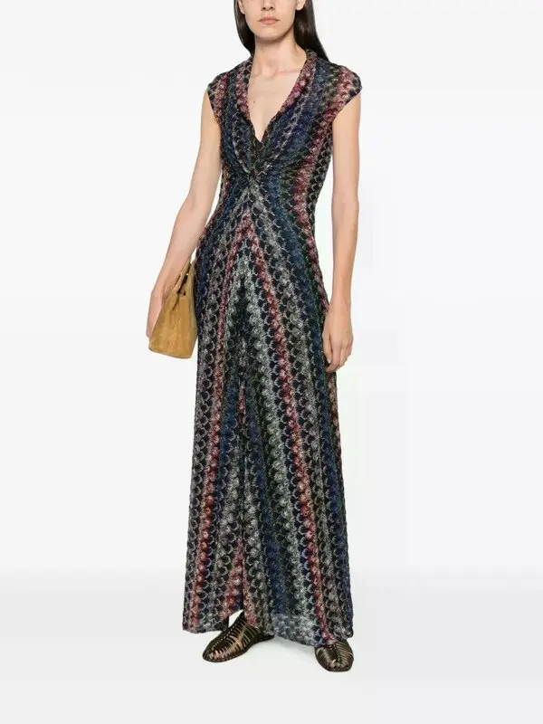 Missoni Torchon Raschel Maxi Dress With V-neck And Asymmetric Hem