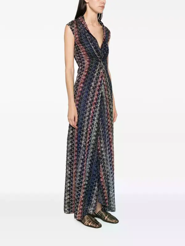 Missoni Torchon Raschel Maxi Dress With V-neck And Asymmetric Hem