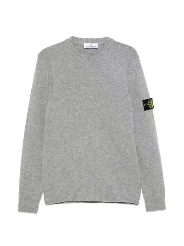 Stone Island Logo Patch Crew Neck Sweater - Grey