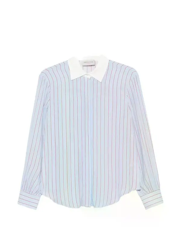 ERMANNO FIRENZE Vertical-stripe Long-sleeve Shirt - Blue