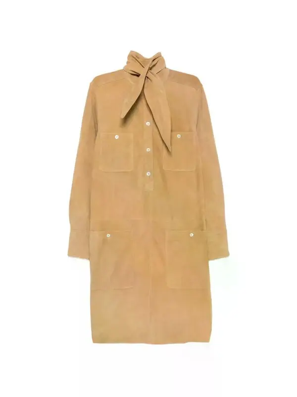 Polo Ralph Lauren Suede Mini Dress With Neck-tie Detail