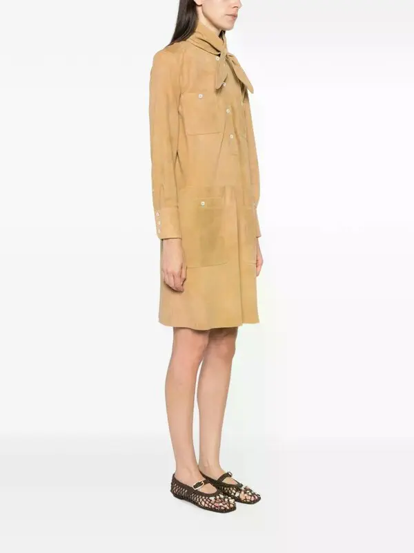 Polo Ralph Lauren Suede Mini Dress With Neck-tie Detail