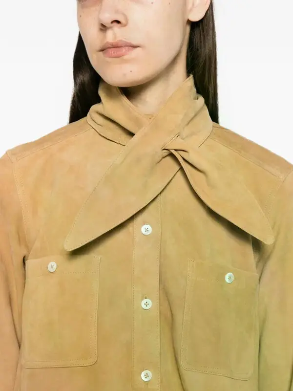 Polo Ralph Lauren Suede Mini Dress With Neck-tie Detail