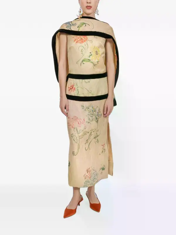 Rosie Assoulin A La Mode Floral-jacquard Midi Dress - Neutrals