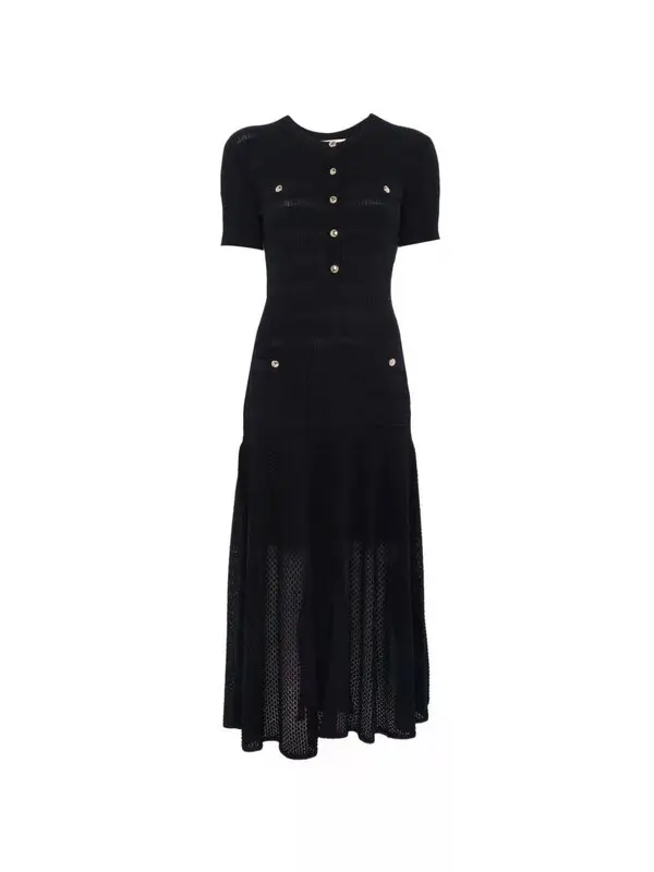 Maje Ribbed-knit Button-up Midi Dress - Blue