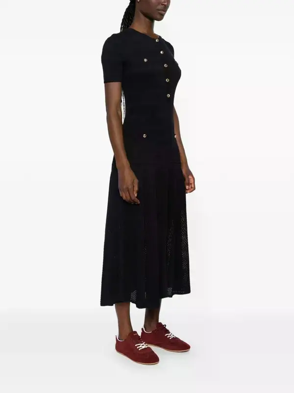 Maje Ribbed-knit Button-up Midi Dress