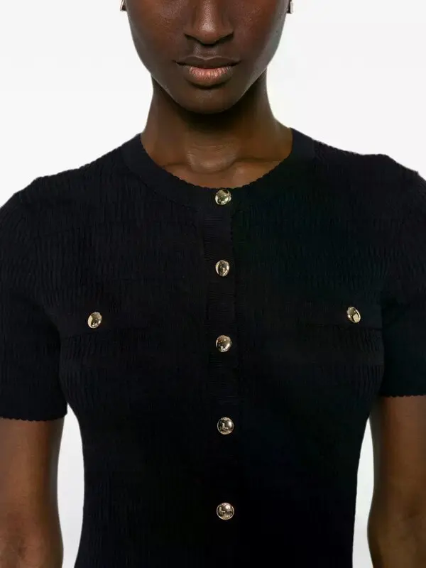 Maje Ribbed-knit Button-up Midi Dress