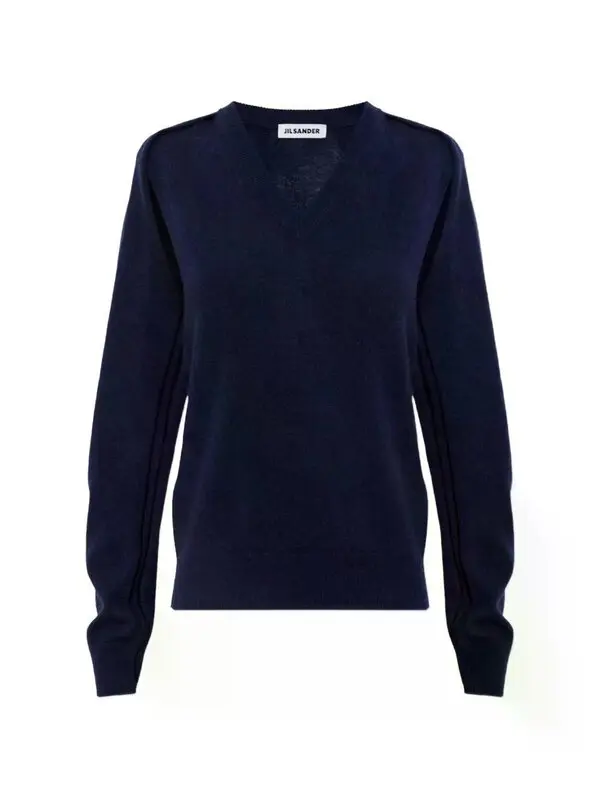 JIL SANDER Cut-out V-neck Sweater - Blue