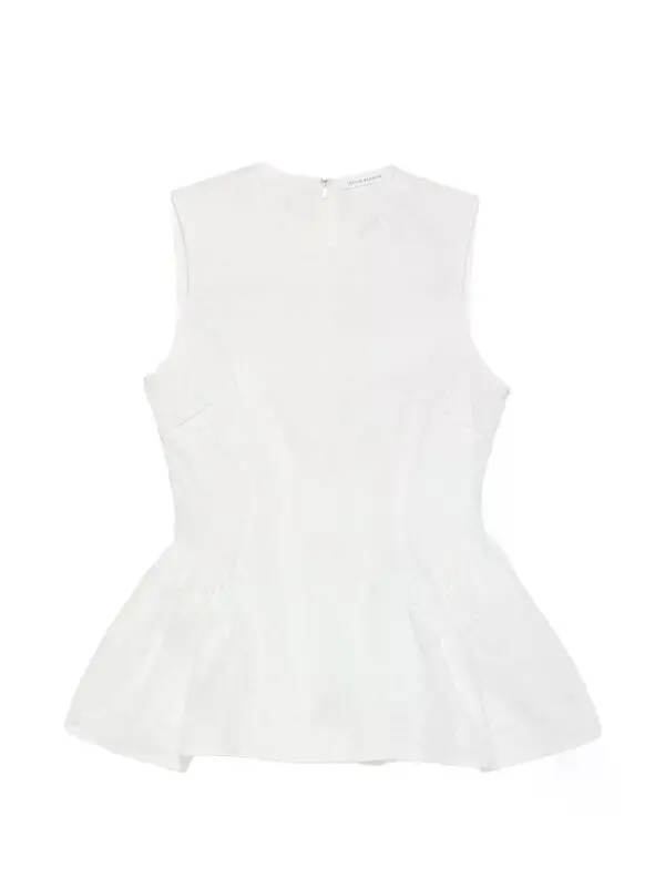 Cecilie Bahnsen Matelassé Floral Embroidery Peplum Top - White