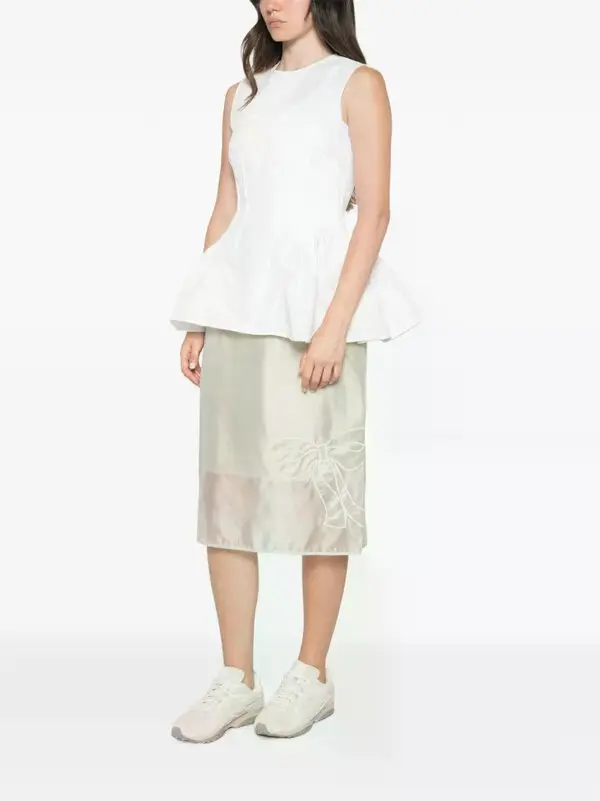 Cecilie Bahnsen Matelassé Floral Embroidery Peplum Top